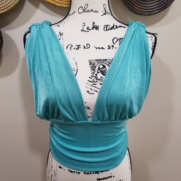 popular 21 | Tops | Popular 2 New Turquoise Sleeveless Vneck Top Size M ...